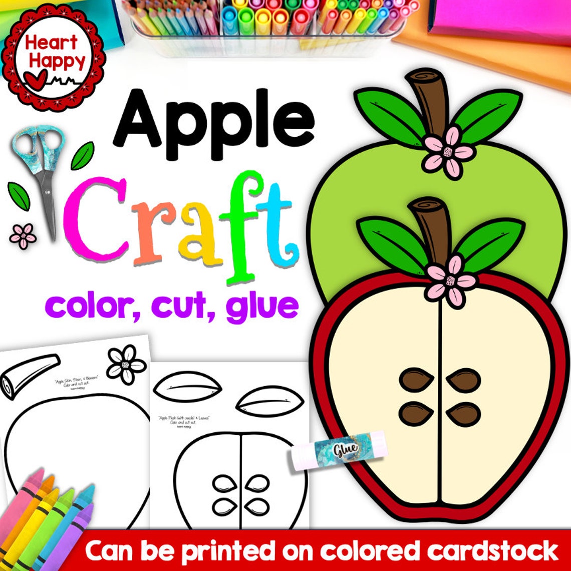 Apple Craft, Kids Printable Craft Template, Fall Craft, Letter A ...