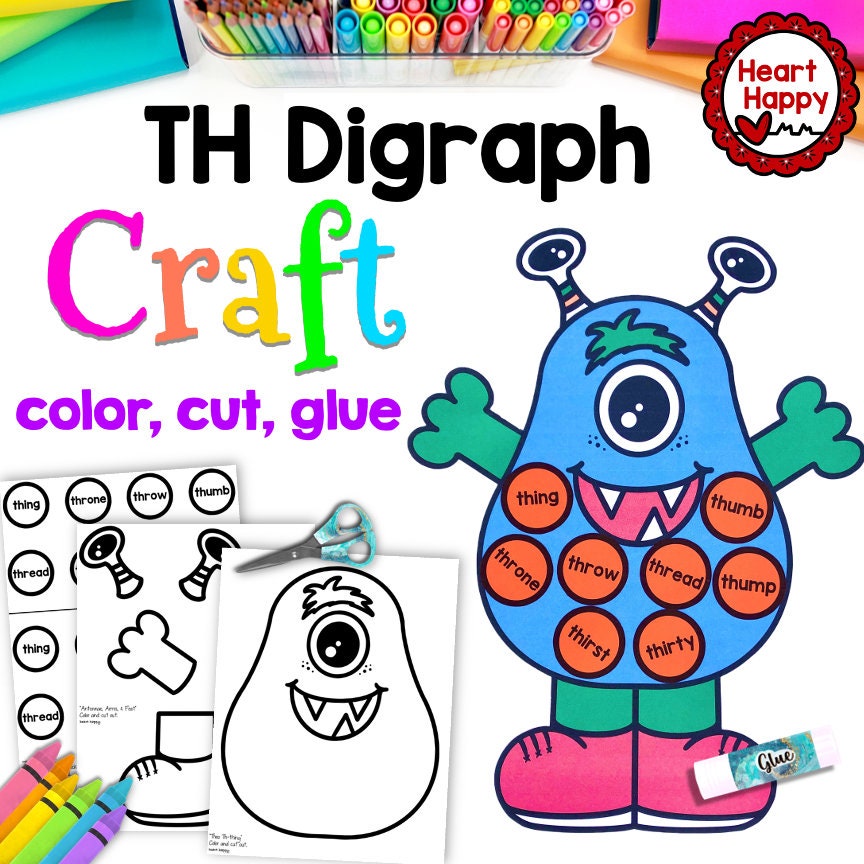 TH Digraph Craft, Kids Printable Craft Template, Theo Thing Craft ...