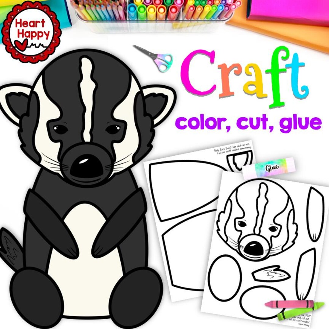 Badger Craft, Kids Printable Craft Template, Wisconsin State Symbols ...