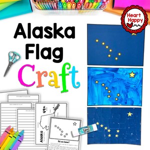 Alaska Flag Craft, Kids Printable Craft Template, Alaska State Symbols ...