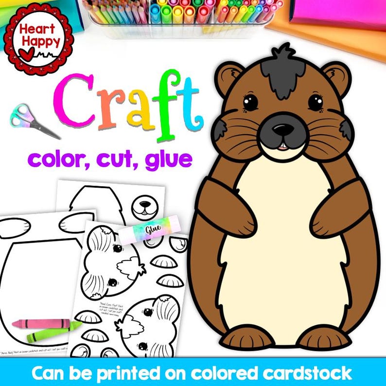 Lemming Craft, Kids Printable Craft Template, Arctic Animals, Winter ...