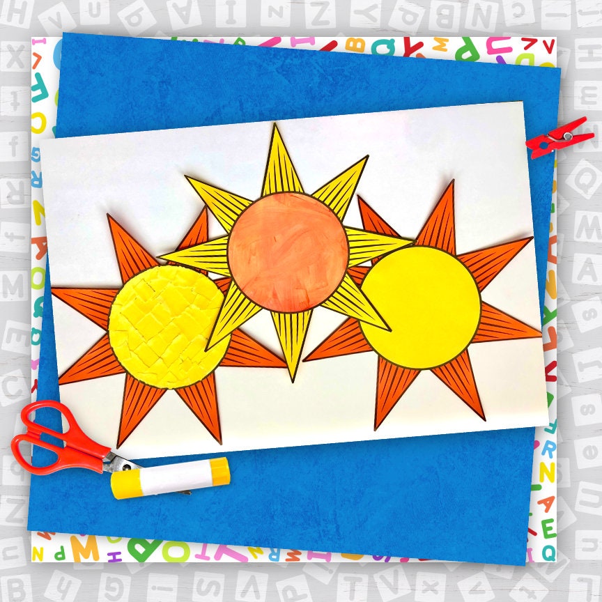 Sun Craft, Kids Printable Craft Template, Summer Craft, Shape Craft ...