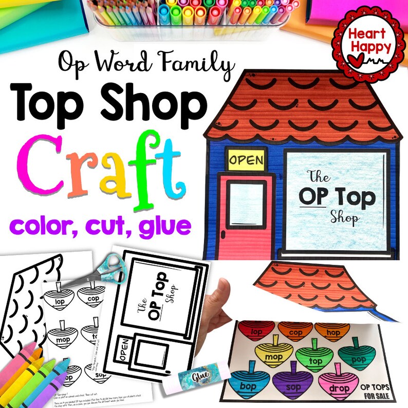 OP Top Shop,short O Craft,op Word Family Craft,printable Kids Craft ...