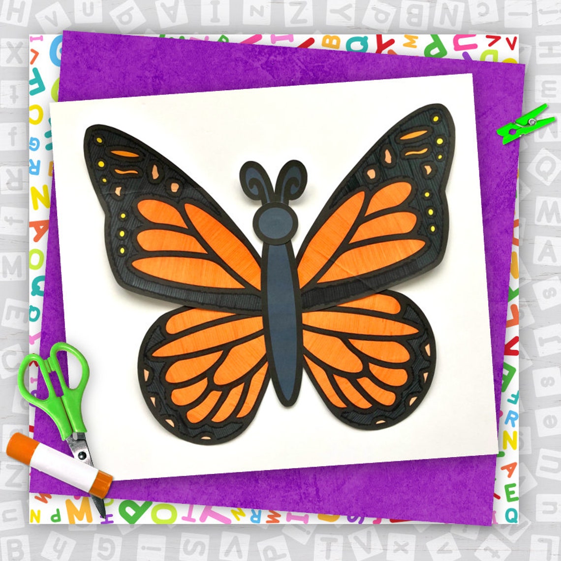 Printable Kids Monarch Butterfly Craft Template, Insect Craft, Spring ...