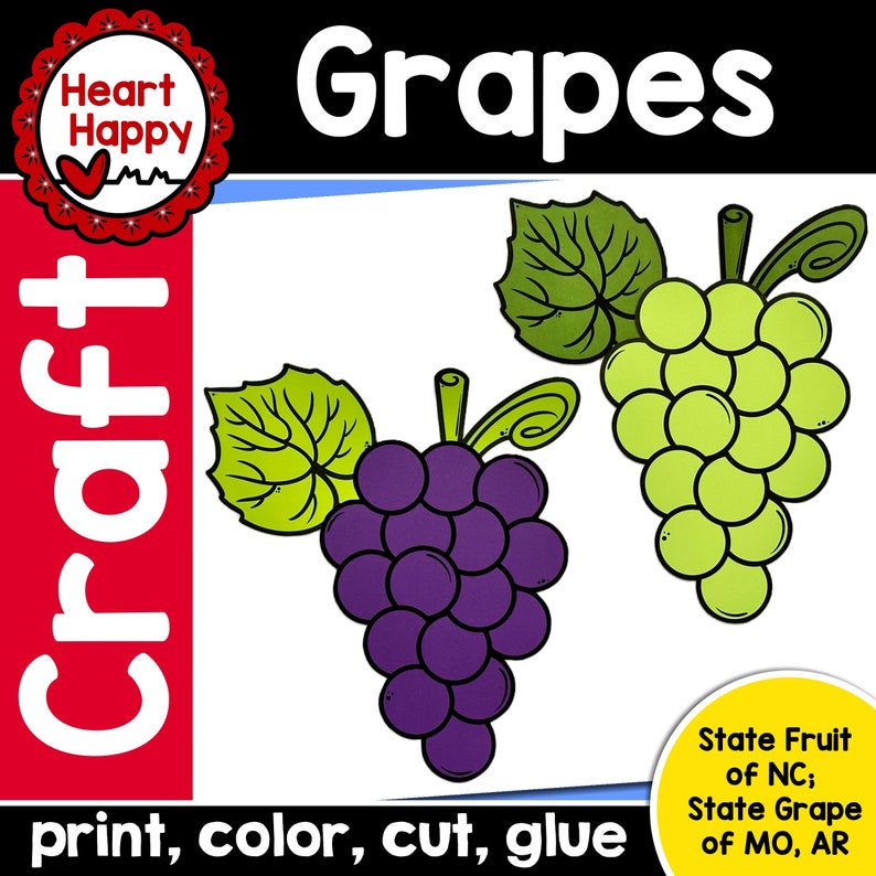 Grapes Craft Kids Printable Craft Template Fruit Craft - Etsy