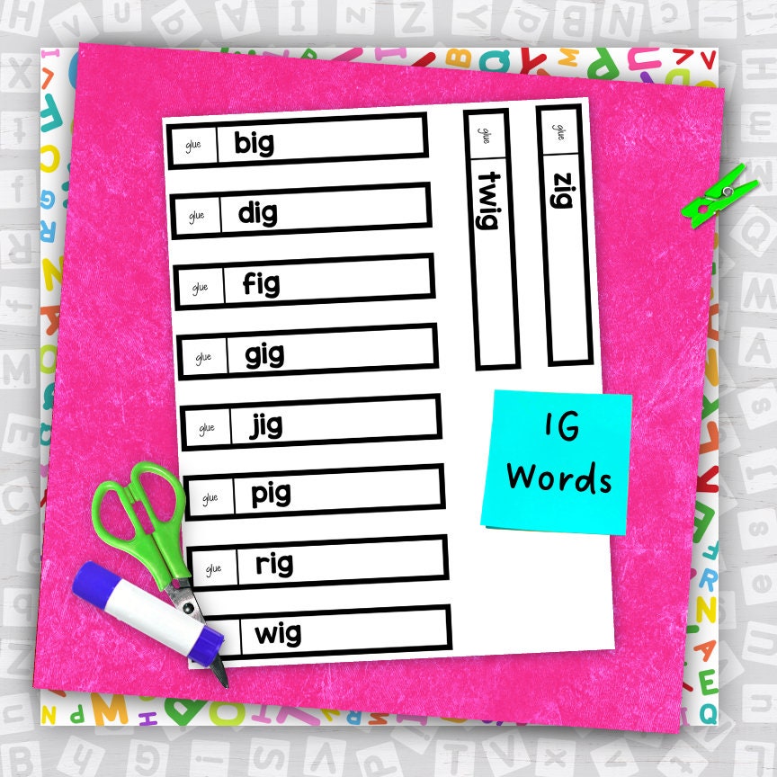 Pig's IG Wigshort I Craftig Word Family Craftprintable - Etsy