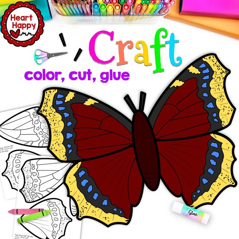 Butterfly Craft, Kids Printable Craft Template, Spring Craft, Montana ...