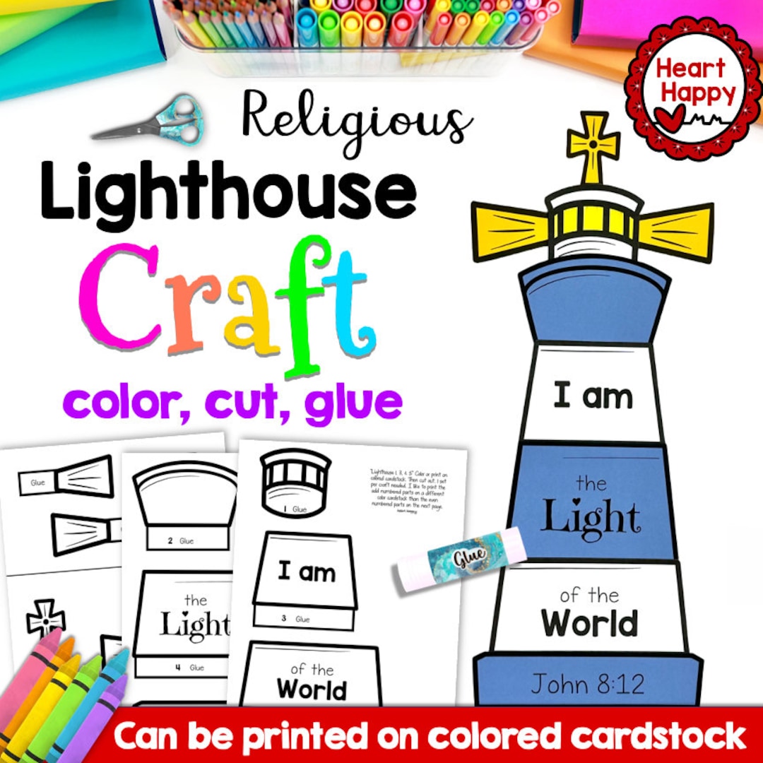 I Am the Light Kids Printable Religious Craft Template, Lighthouse ...