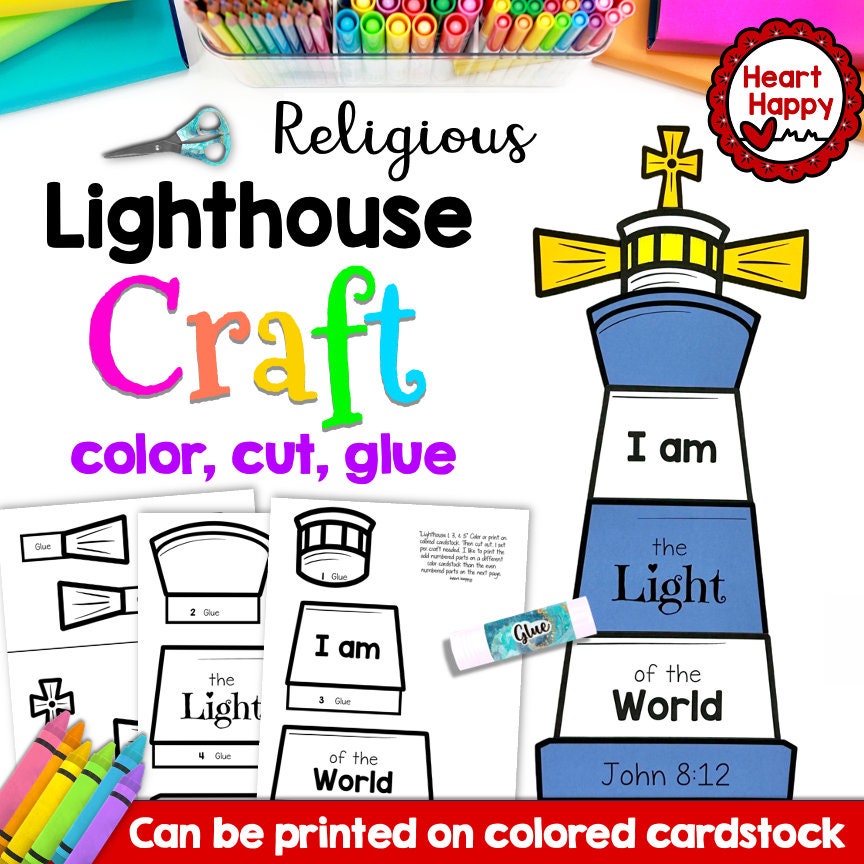 I Am the Light Kids Printable Religious Craft Template, Lighthouse ...