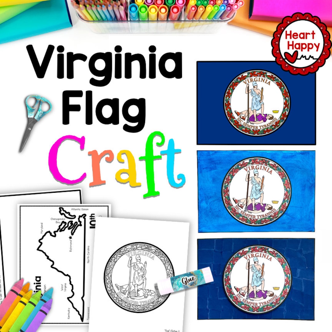 Virginia Flag Craft, Kids Printable Craft Template, Virginia State ...