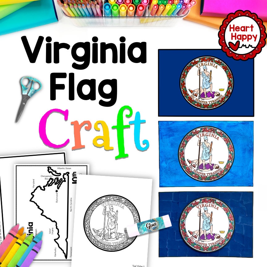Virginia Flag Craft, Kids Printable Craft Template, Virginia State ...