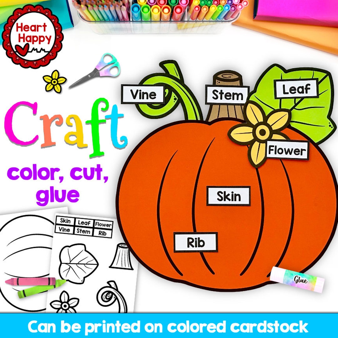 Pumpkin Labeling Craft, Kids Printable Craft Template, Fall Craft ...
