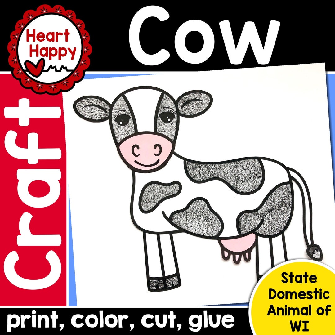 Cow Craft Kids Printable Template Farm Animals Letter C - Etsy