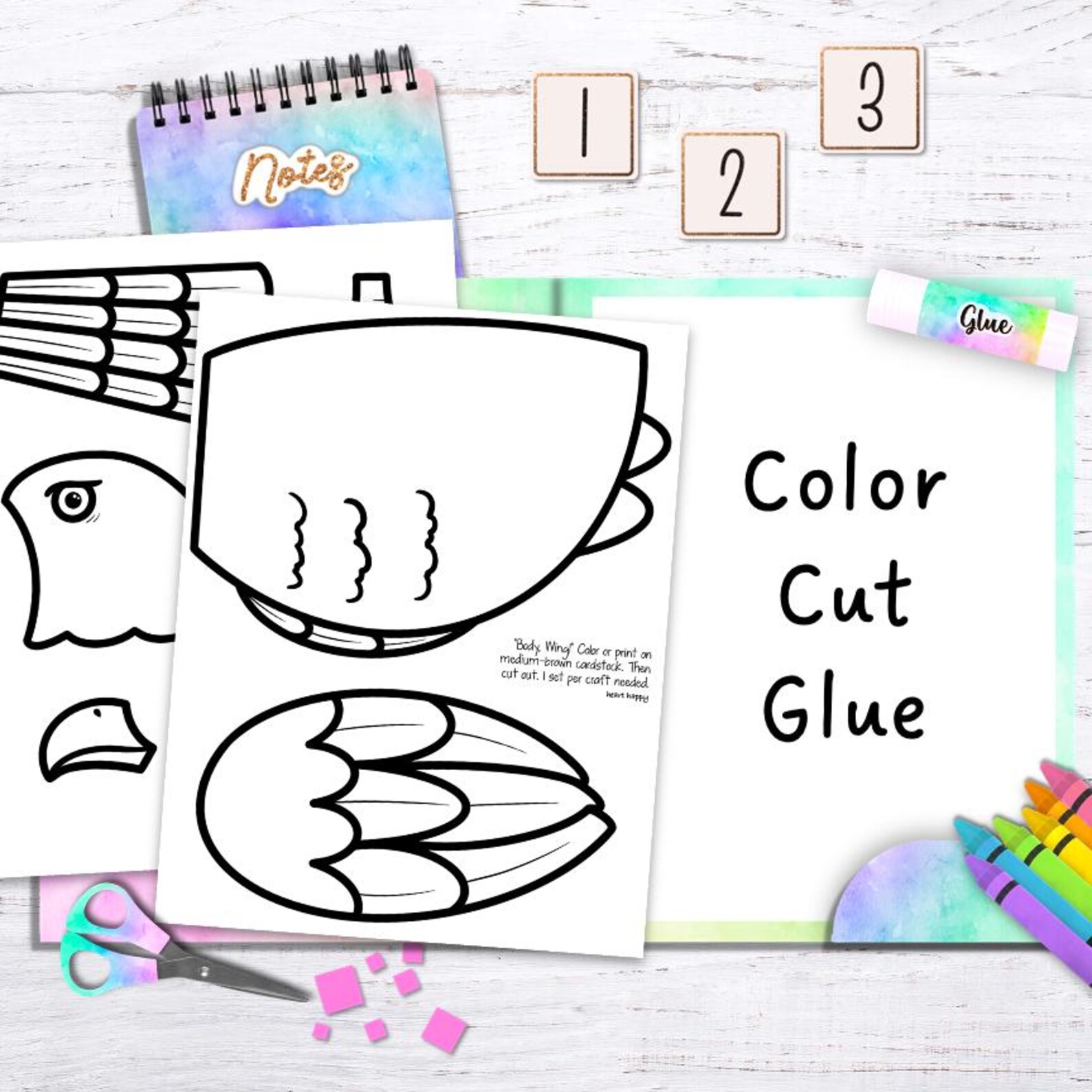 Eagle Craft, Kids Printable Craft Template, US National Symbols, Letter ...