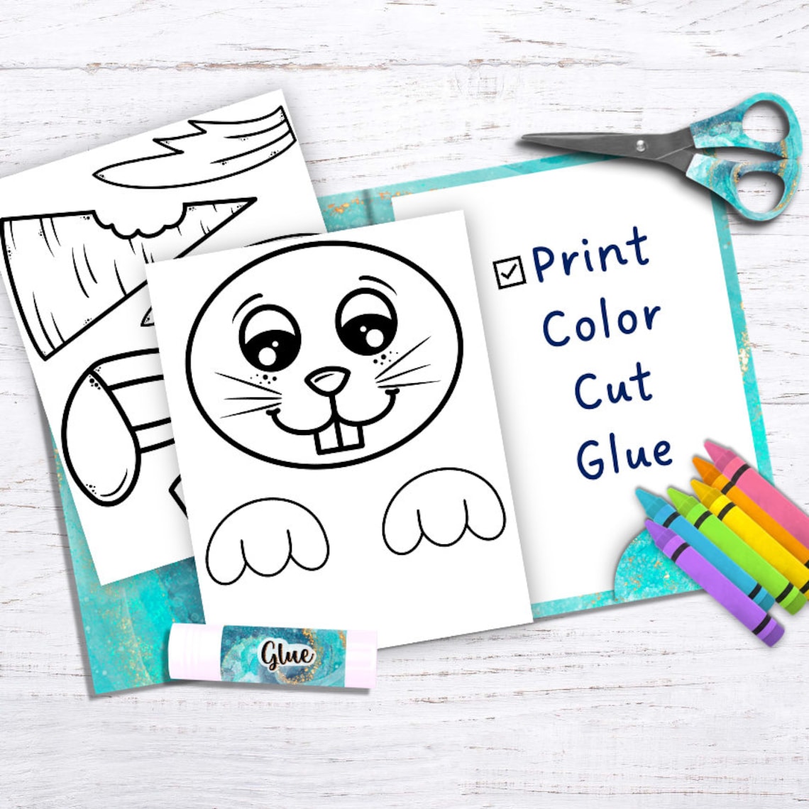 Bunny Kids Printable Craft Template, Spring Craft, Easter Craft, Paper ...