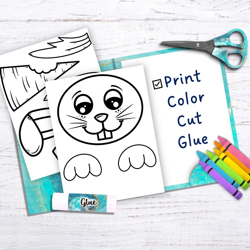Bunny Kids Printable Craft Template, Spring Craft, Easter Craft, Paper ...