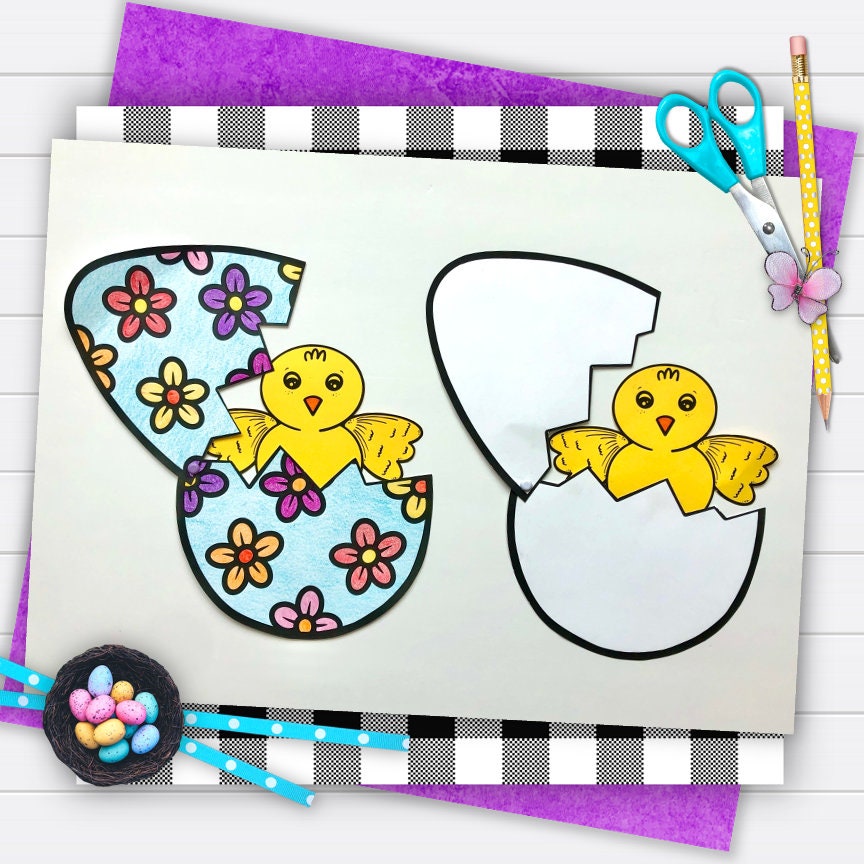 Hatching Chick Kids Printable Craft Template, Farm Animals, Spring ...