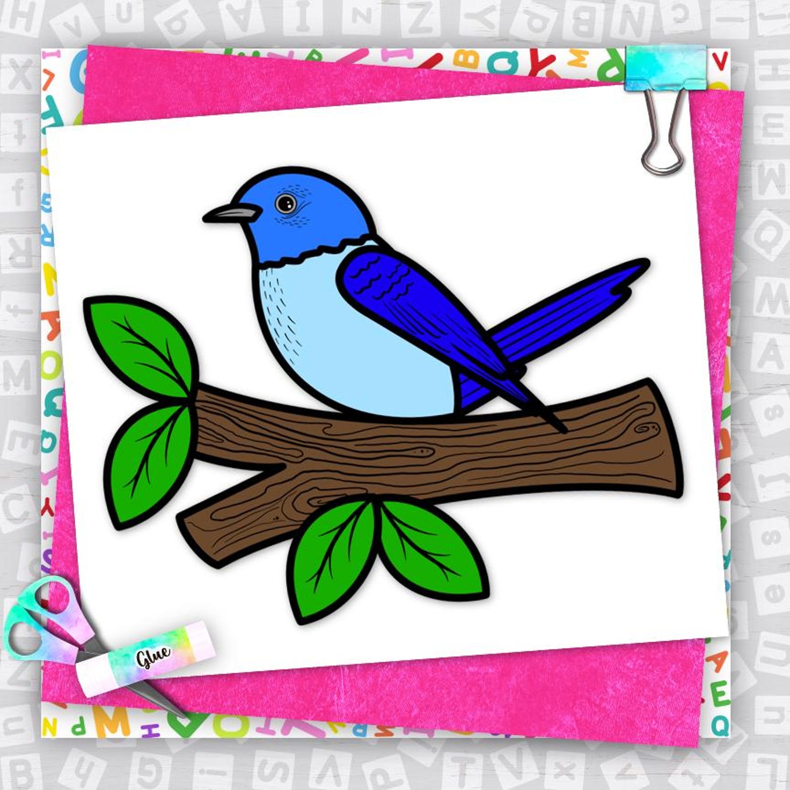 Mountain Bluebird Craft, Kids Printable Craft Template, Nevada & Idaho ...