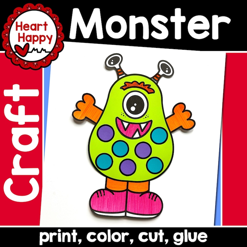 Alien Kids Printable Craft Template Monster Craft Halloween - Etsy