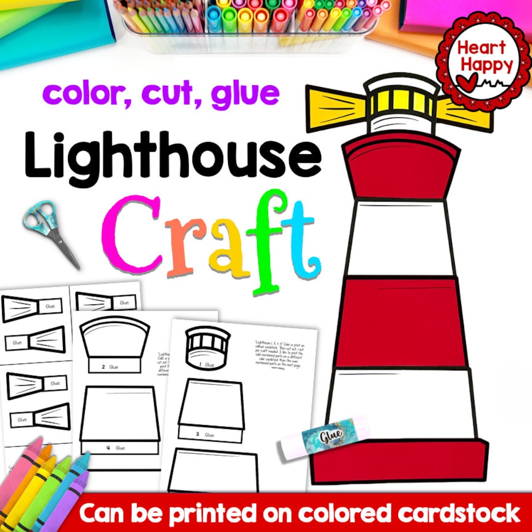 Lighthouse Craft, Kids Printable Craft Template, Summer Craft, Letter L ...