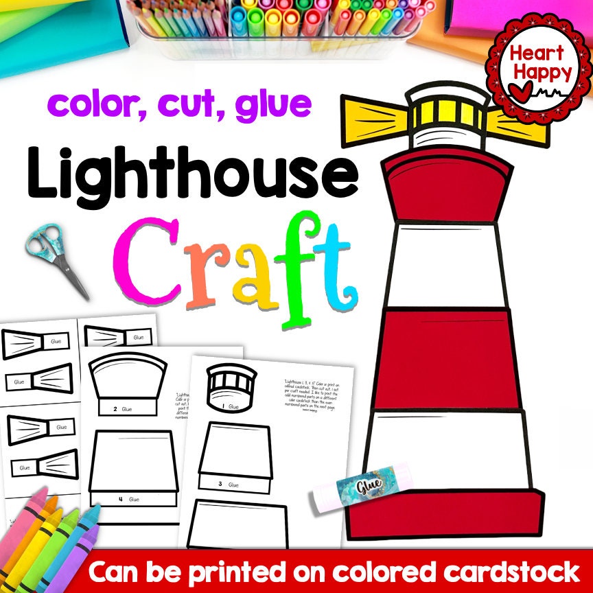 Lighthouse Craft, Kids Printable Craft Template, Summer Craft, Letter L ...