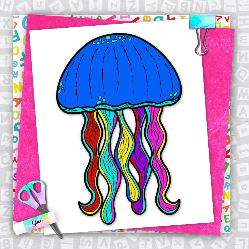 Jellyfish Craft, Kids Printable Craft Template, Ocean Animals, Letter J ...