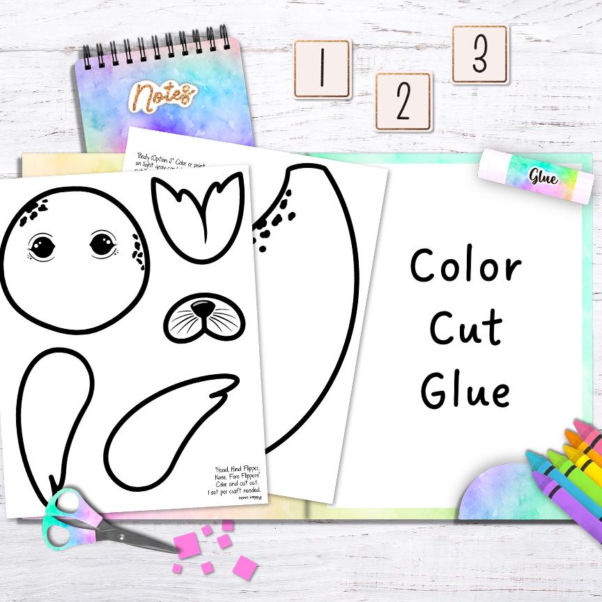 Seal Craft, Kids Printable Craft Template, Ocean Animals, Arctic ...