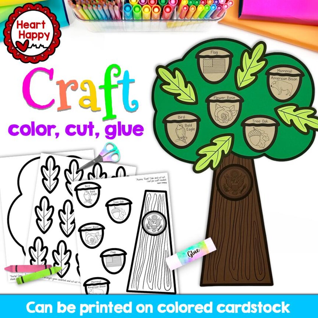 US National Symbols, Kids Printable Craft Template, Patriotic Craft ...