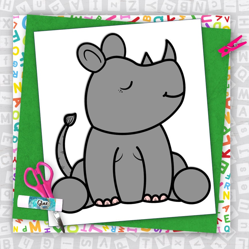 Rhino Craft, Kids Printable Craft Template, Zoo Animal Craft, Letter R ...