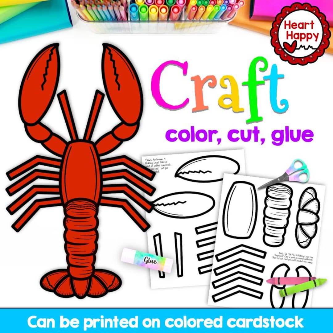 Lobster Craft, Kids Printable Craft Template, Ocean Animals, Letter L ...