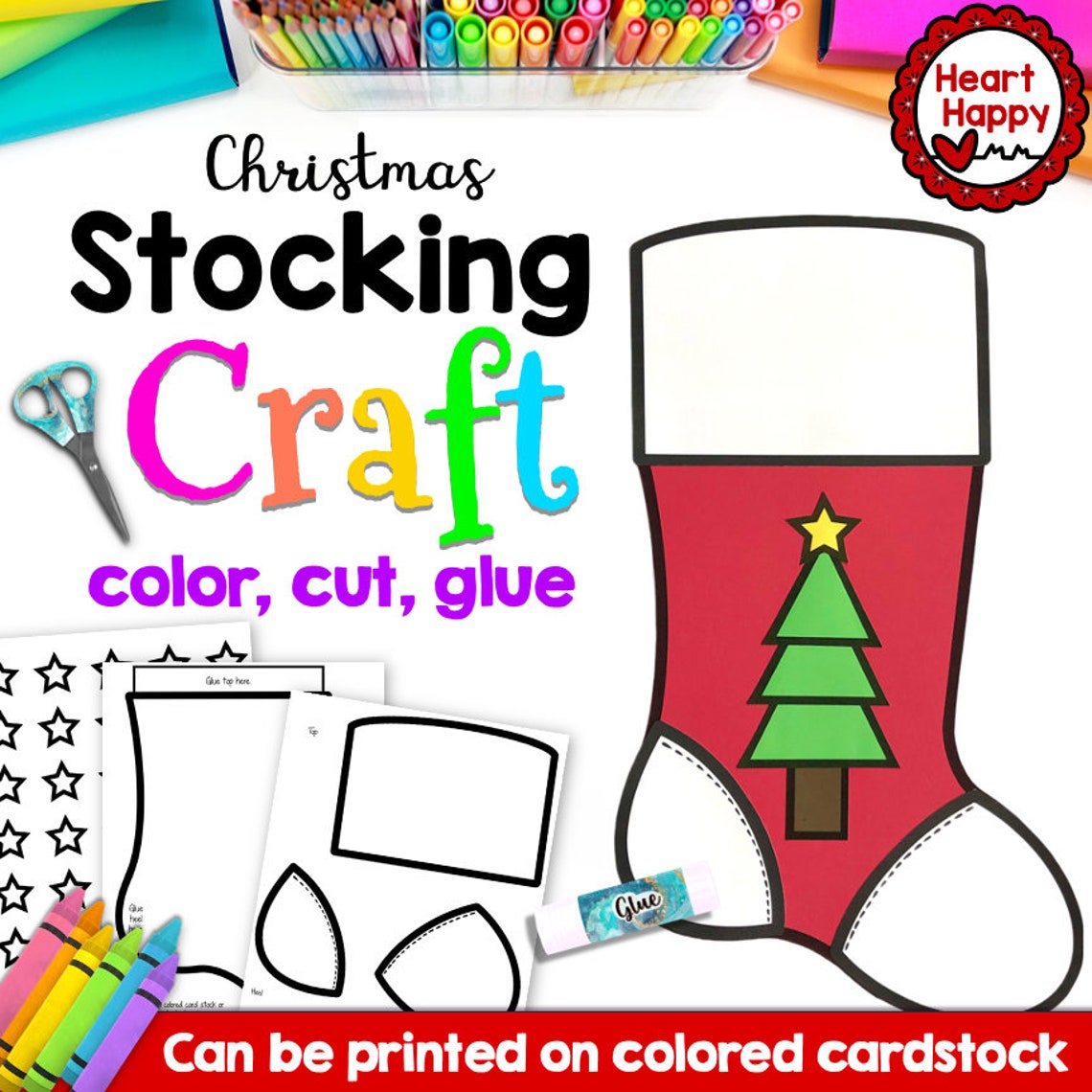 Christmas Stocking Kids Printable Craft Template, Kids Christmas Craft ...