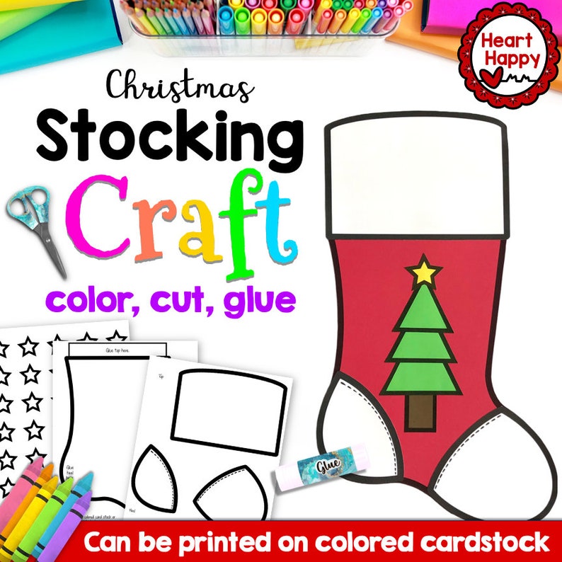 Christmas Stocking Kids Printable Craft Template, Kids Christmas Craft ...
