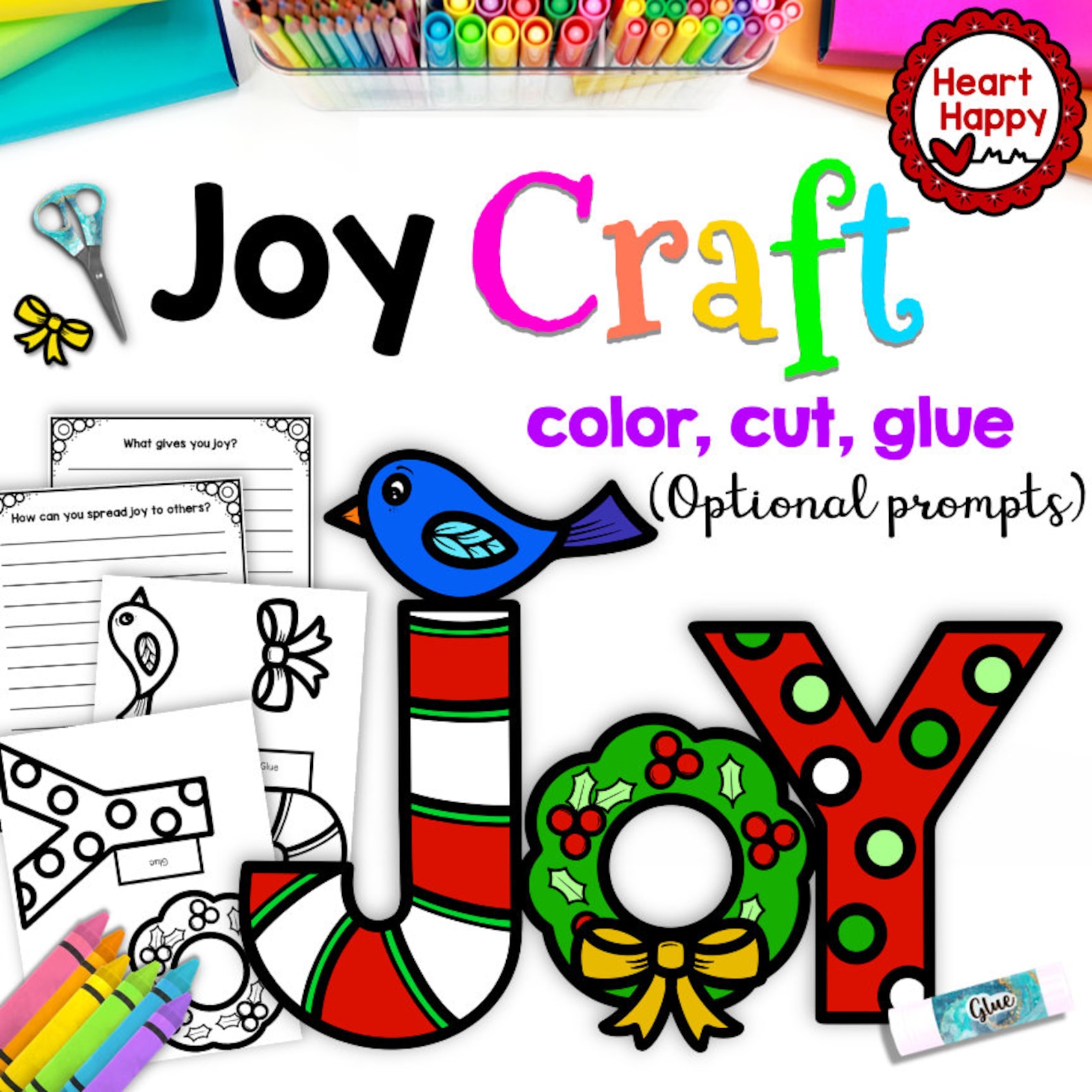 Joy Sign Kids Printable Craft Template, Winter Craft, Christmas, Paper ...