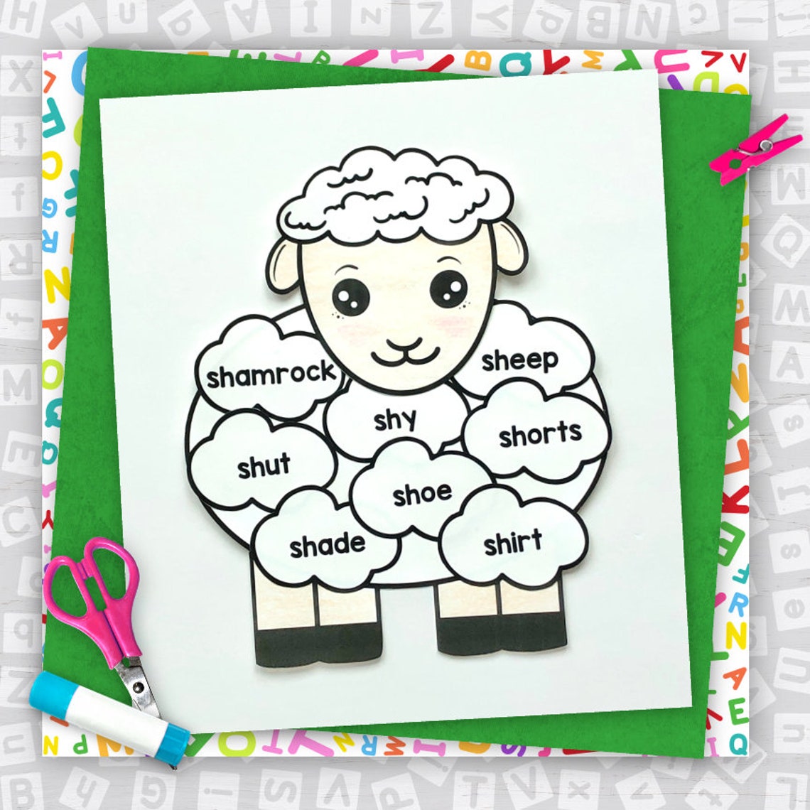 SH Digraph Craft, Kids Printable Craft Template, Sheep Craft, Phonics ...