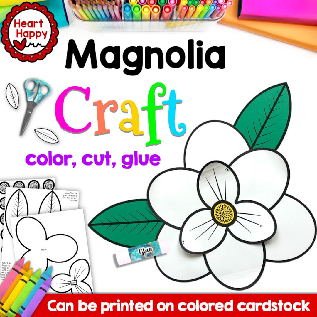Printable Kids Magnolia Craft Template, Garden Craft, Flower Craft, Spring Craft,homeschool ...