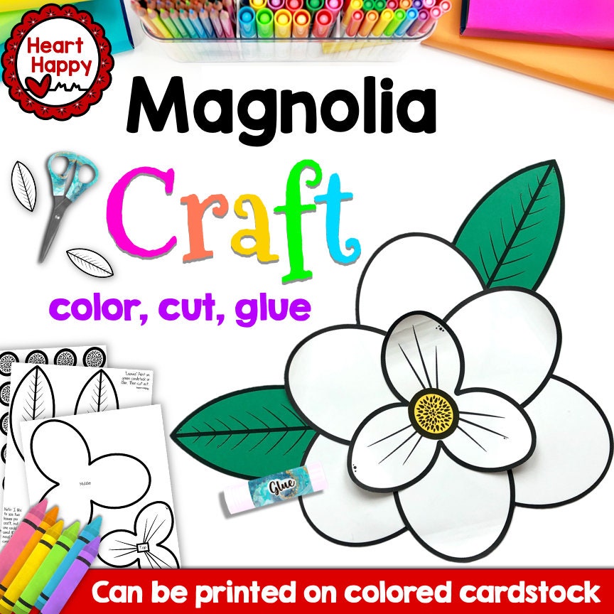 Magnolia Coloring Pages Free Printable PDF - Flower Coloring Page