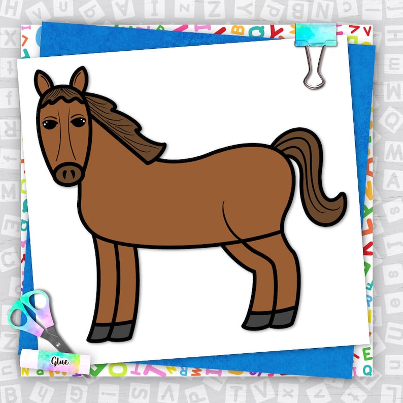 Horse Craft, Kids Printable Craft Template, Farm Animals, Letter H ...