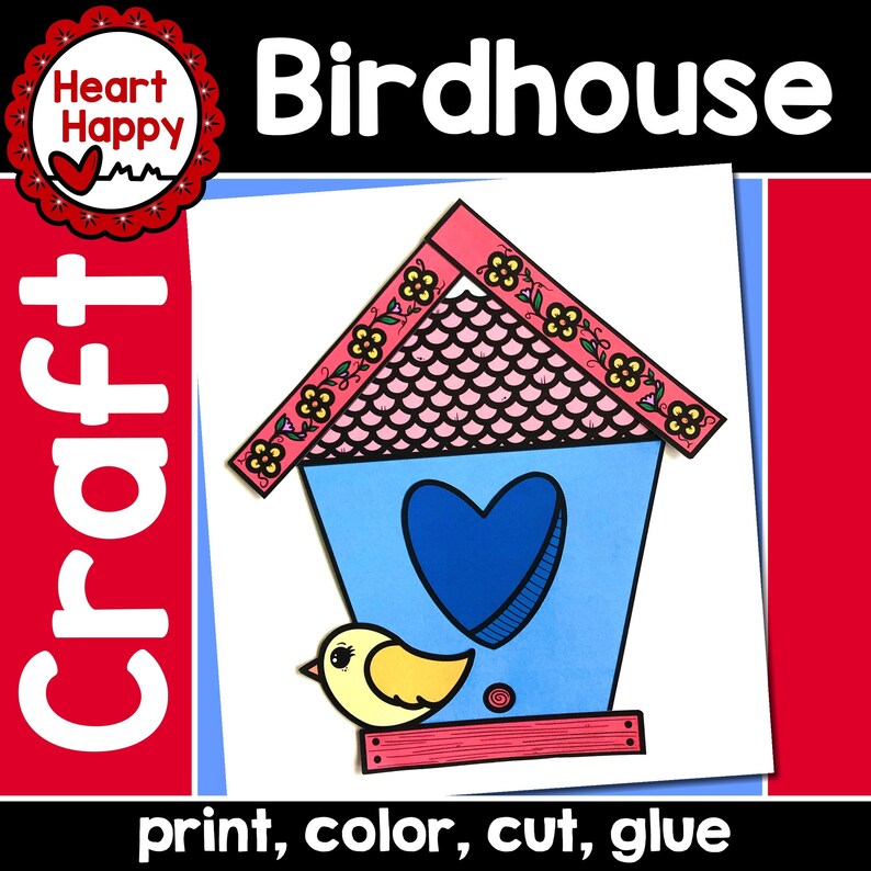 Printable Kids Birdhouse Craft Template Garden Craft Spring - Etsy