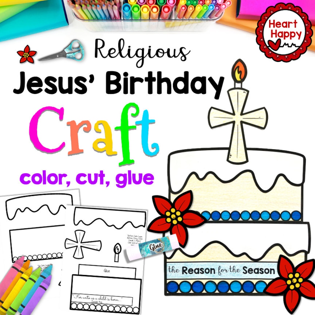 Birthday Cake for Jesus Kids Printable Christmas Craft Template,kids ...