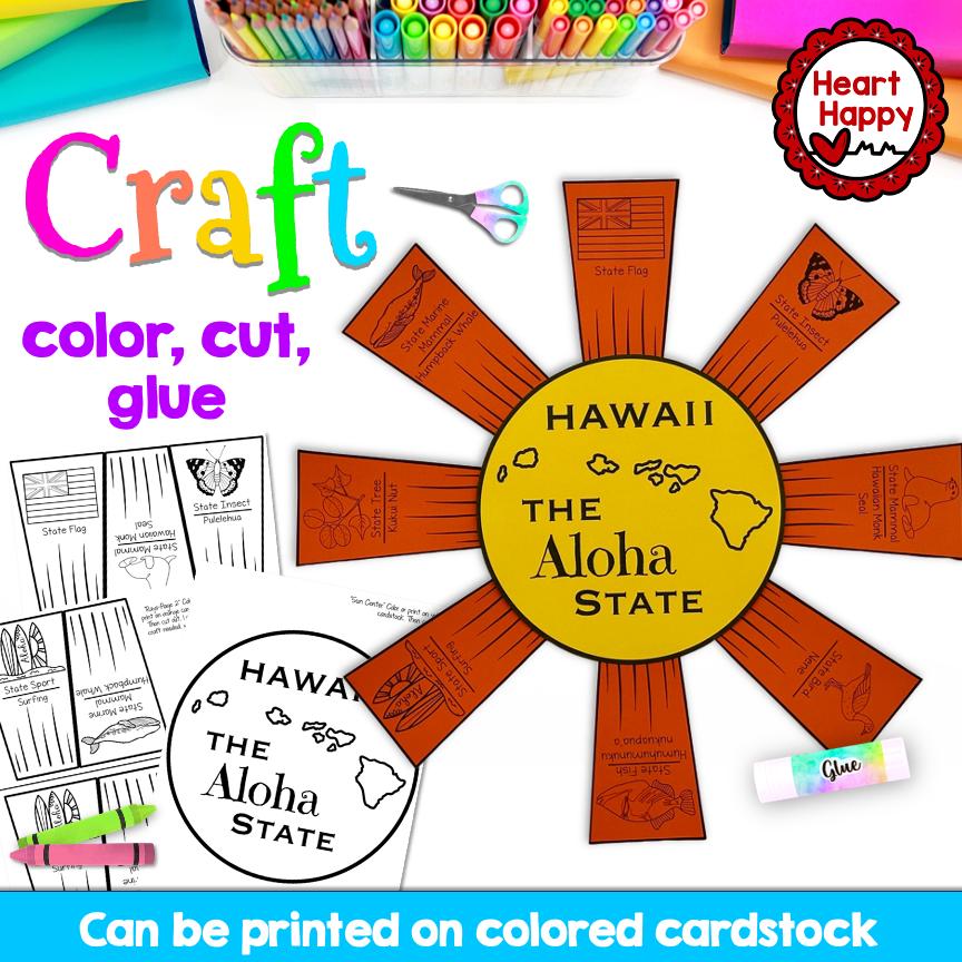 Hawaii State Symbols, Kids Printable Craft Template, 50 States, US ...