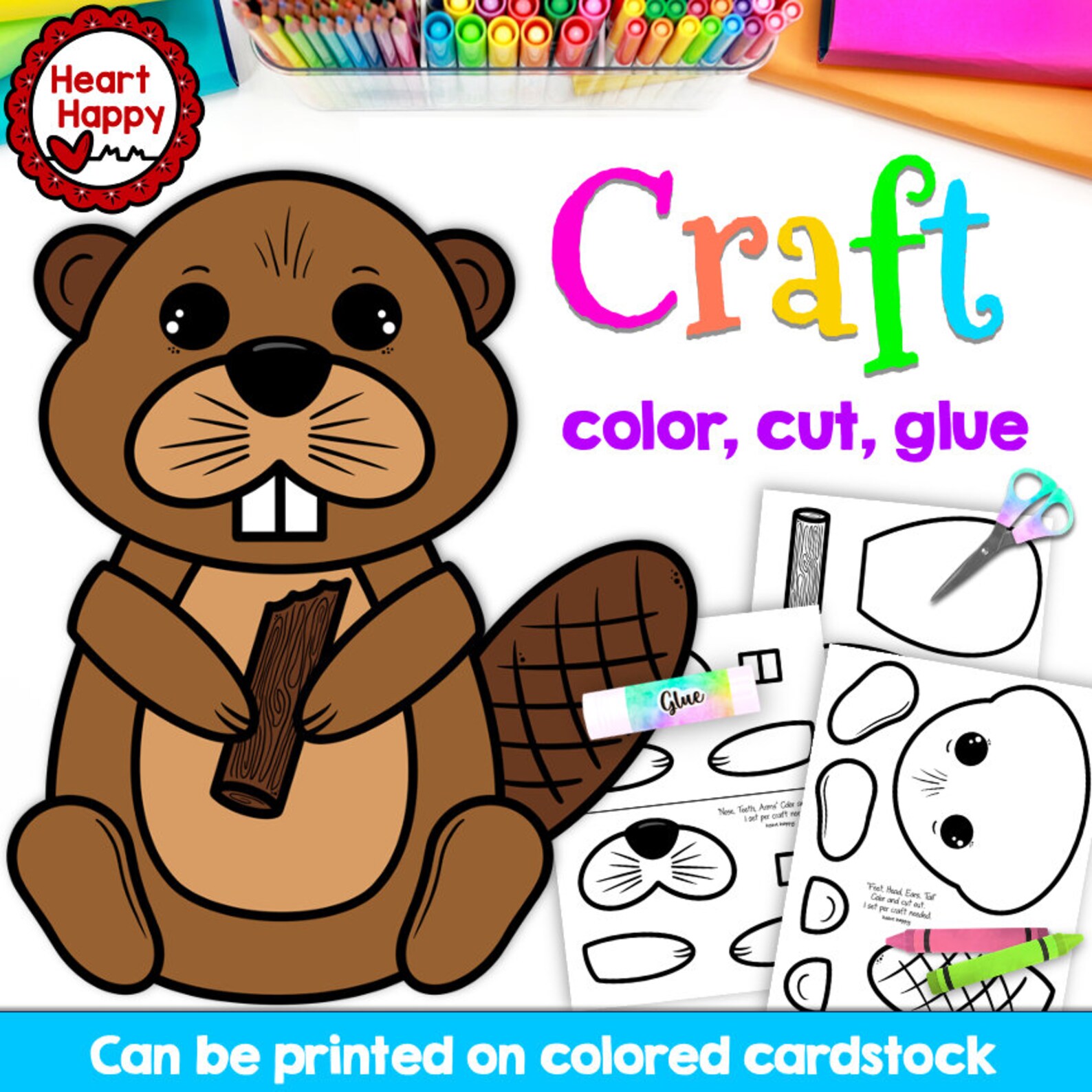 Beaver Craft, Kids Printable Craft Template, Wetland Animal, Oregon ...