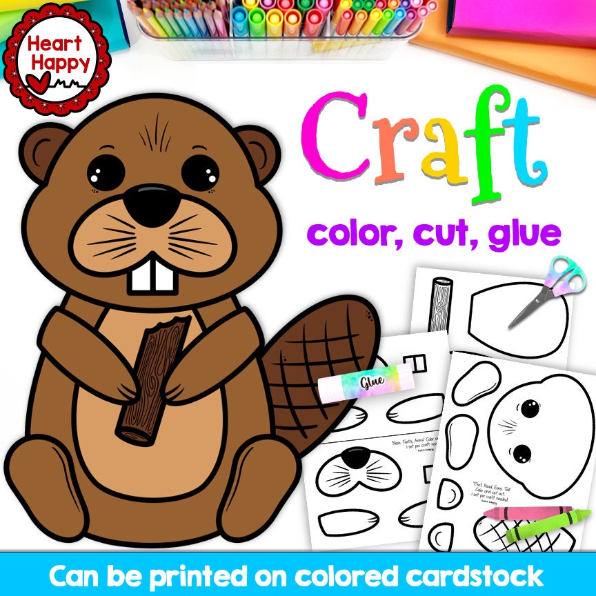 Beaver Craft, Kids Printable Craft Template, Wetland Animal, Oregon ...