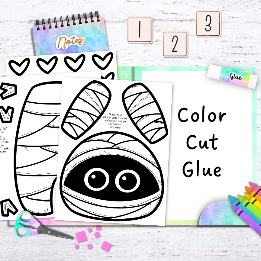 Halloween Mummy Kids Printable Craft Template, Fall/autumn Craft ...