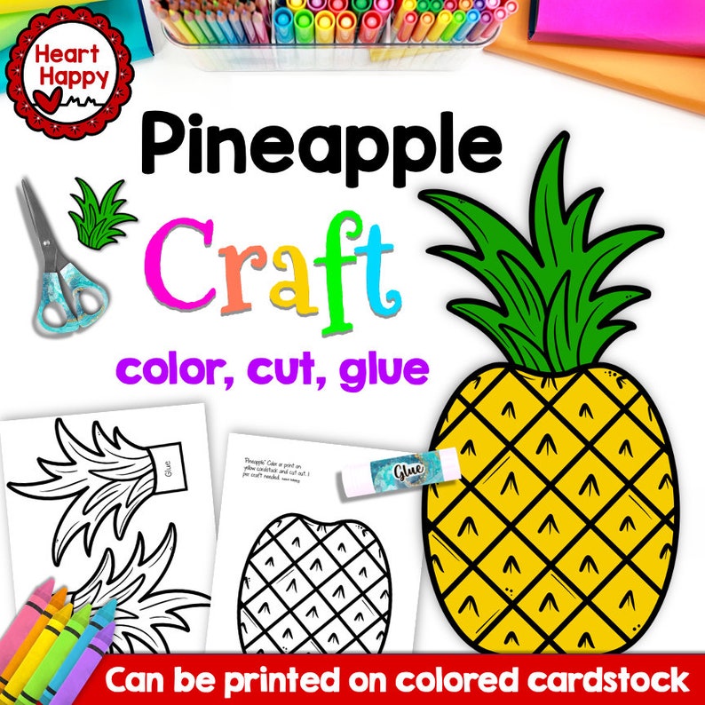 Pineapple Craft, Kids Printable Craft Template, Fruit Craft, Nutrition ...