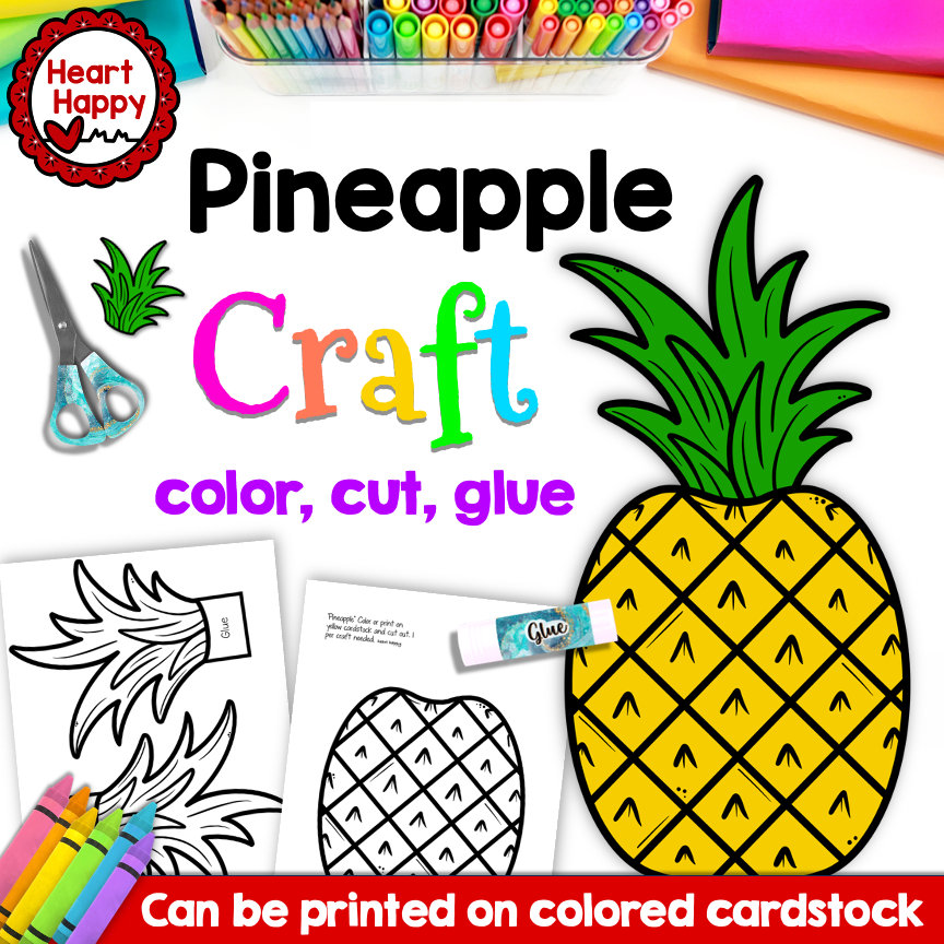Pineapple Craft, Kids Printable Craft Template, Fruit Craft, Nutrition ...