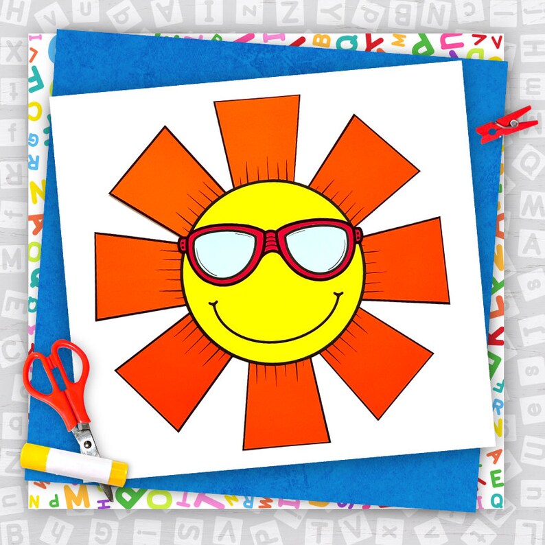 Sun Craft, Kids Printable Craft Template, Summer Craft, End of Year ...