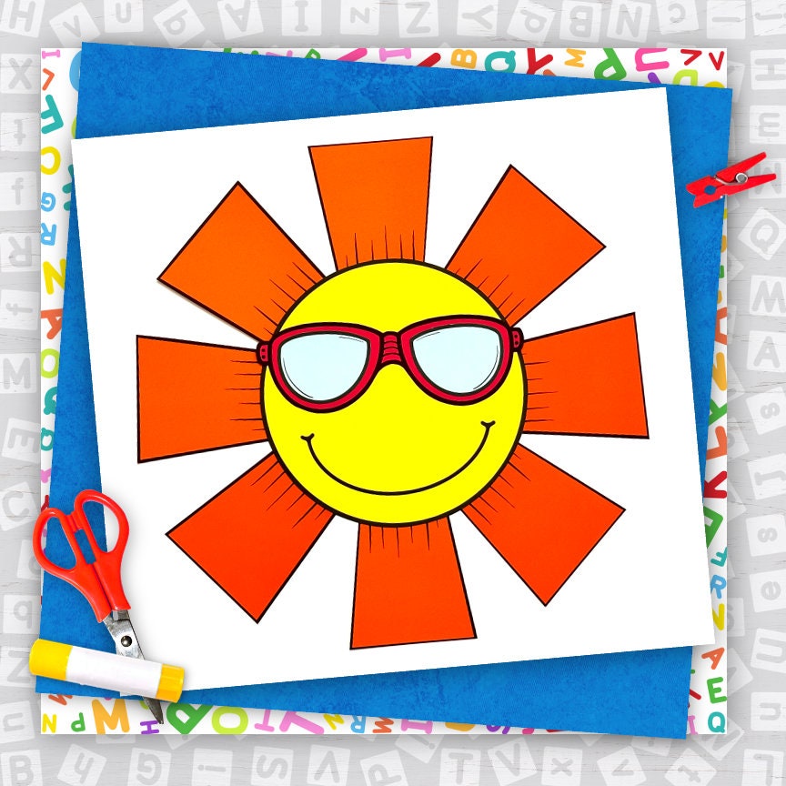 Sun Craft, Kids Printable Craft Template, Summer Craft, End of Year ...