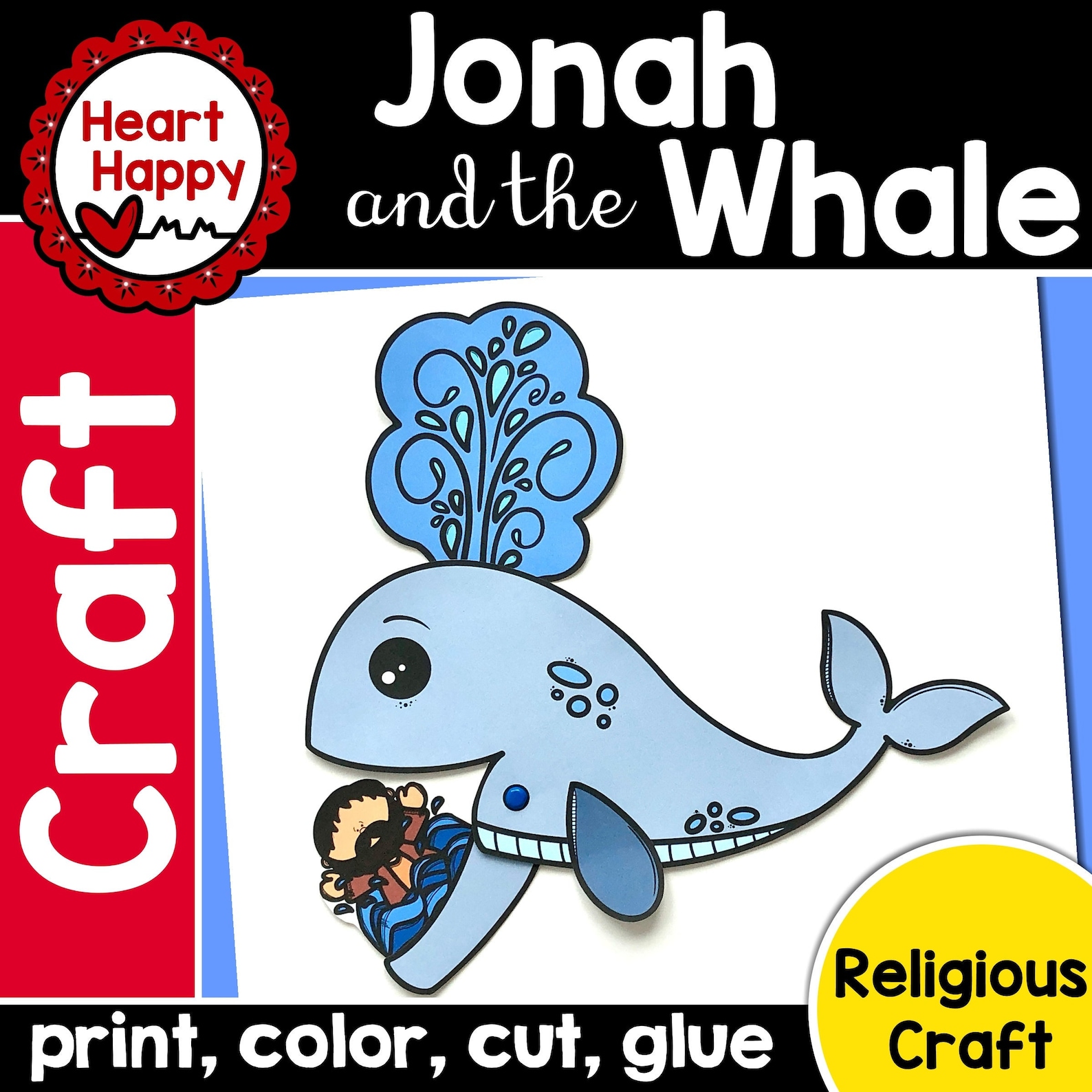 Jonah and the Whale Kids Printable Craft Template Religious - Etsy