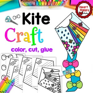 Spring Kite Kids Printable Craft Template, Creative Writing, Paper ...