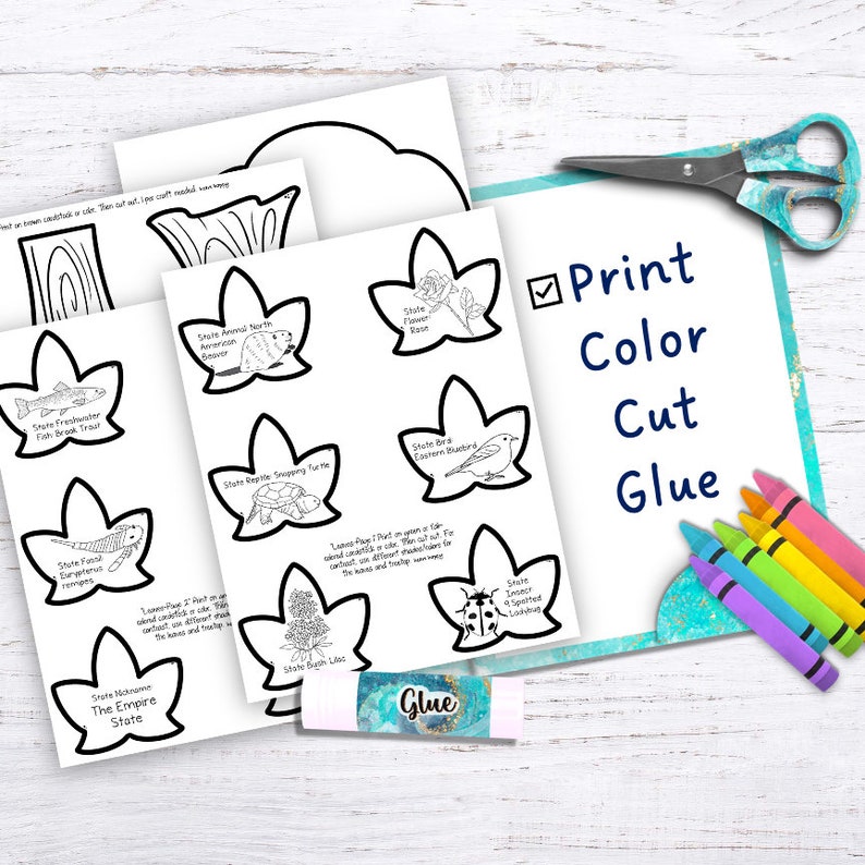 New York State Symbols, Sugar Maple Tree, Kids Printable Craft Template ...